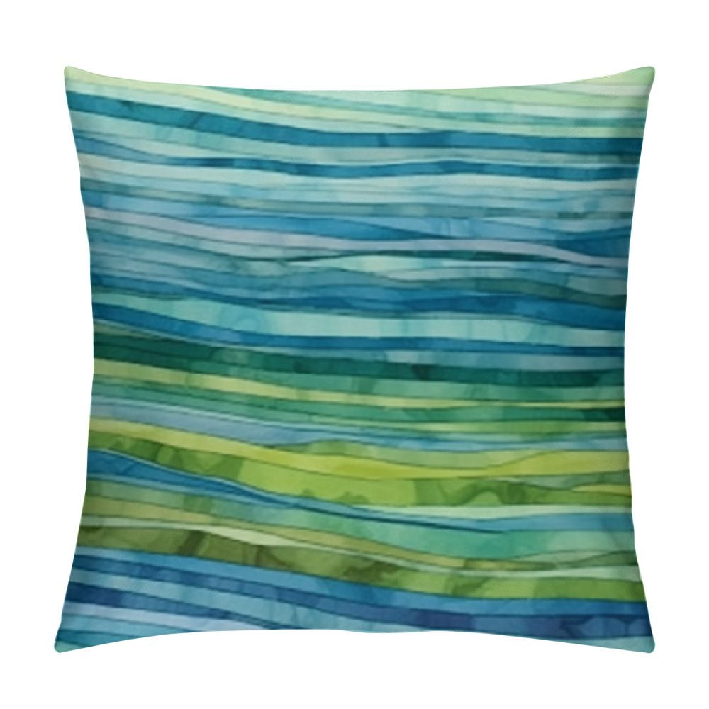 COMIO Blue and Green Body Pillow Cover Abstract Bright Waves Watercolor ...