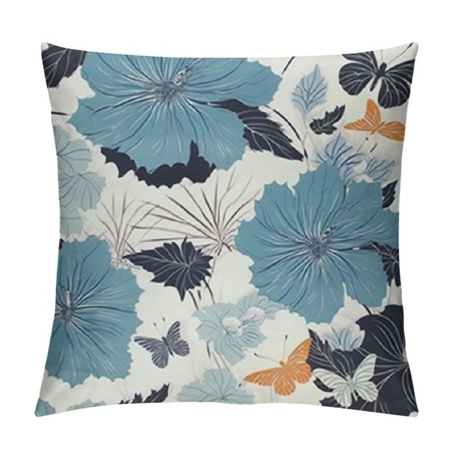 Comio Blue Grey Pillow Covers Decorative Daisy Flower Throw Pillow
