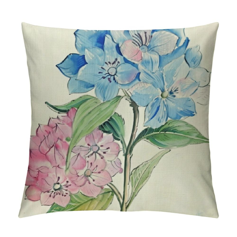 YANMS Blue Hydrangea Flower Decorative Throw Pillow Covers, Spring ...