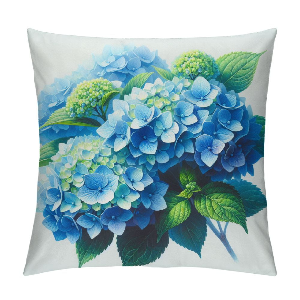 COMIO Blue Hydrangea Spring Throw Pillow Covers Outdoor Spring Summer ...