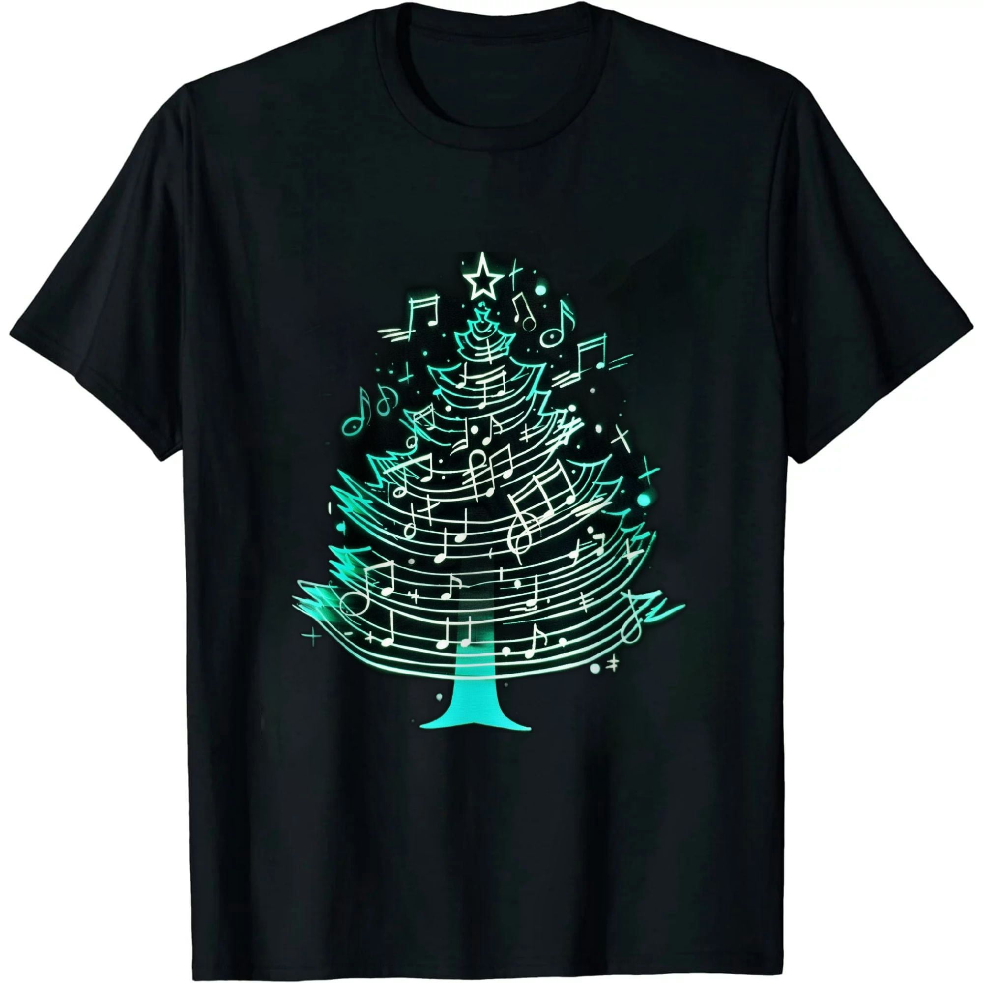 COMIO Blue Music Note Christmas Tree, Christmas Music Notes T-Shirt ...