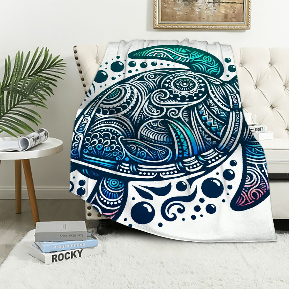 COMIO Blue Sea Turtle Sherpa Blanket Comfort Warmth for Women Men ...
