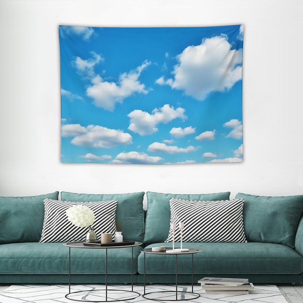 COMIO Blue Sky Tapestry Wall Hanging 40x30 Inch White Clouds Tapestry ...
