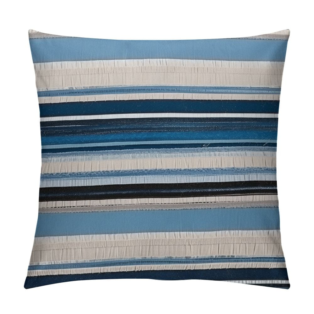 COMIO Blue Striped Lumbar Throw Pillow Cover Multicolor Textured ...