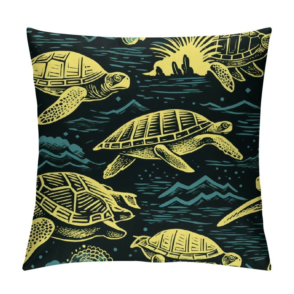 COMIO Blue Teal Sea Turtles Throw Pillow Covers, Zipper Pillow Cases ...