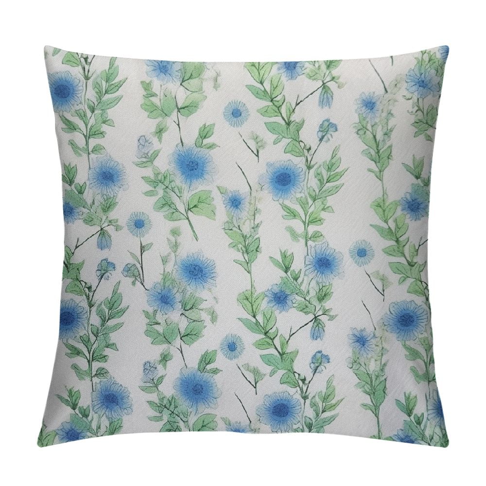 QZHH Blue Throw Pillow Cushion Cover, Dandelion Flowers and Leaves Farm ...