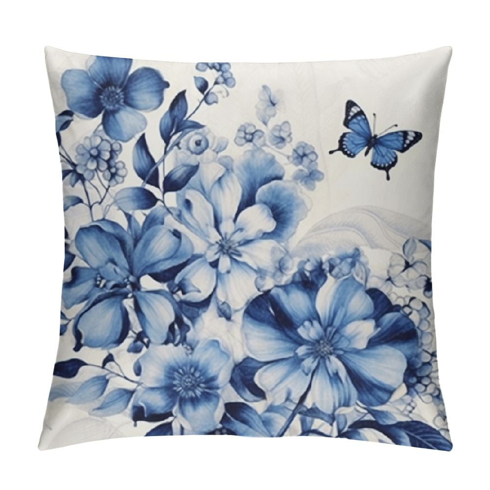 Comio Blue And White Floral Pillow Covers Chinoiserie Pillow Cover