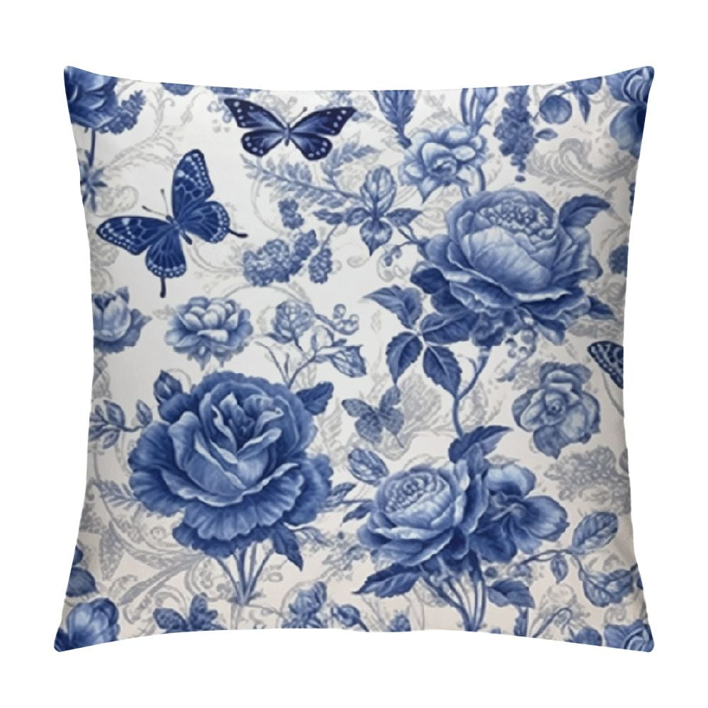 Comio Blue And White Porcelain Floral Pillow Covers Modern Vintage