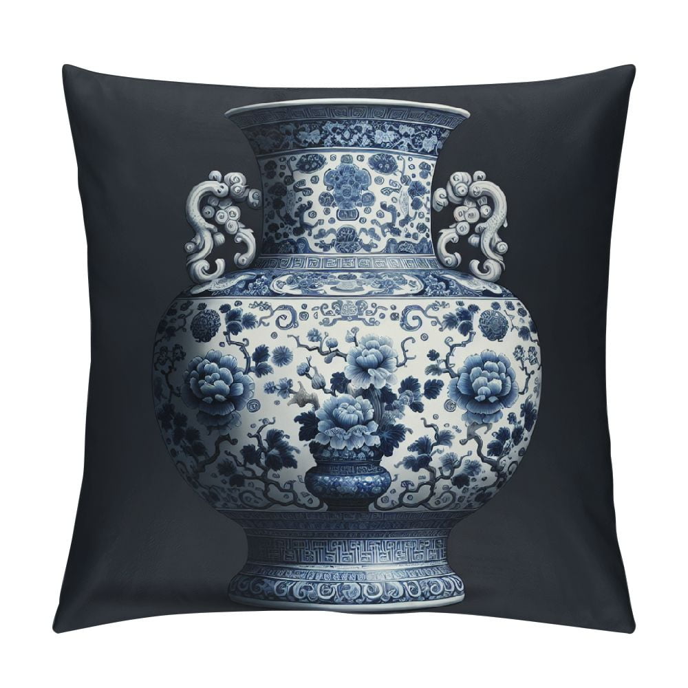 YANMS Blue and White Porcelain Farmhouse Pillow Covers Blue Chinoiserie ...