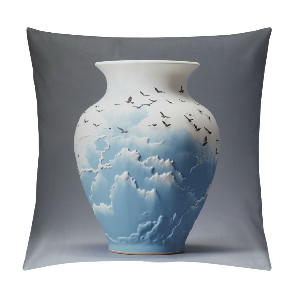 COMIO Blue Willow Chinoiserie Porcelain Inspiration Throw Pillow Cover ...