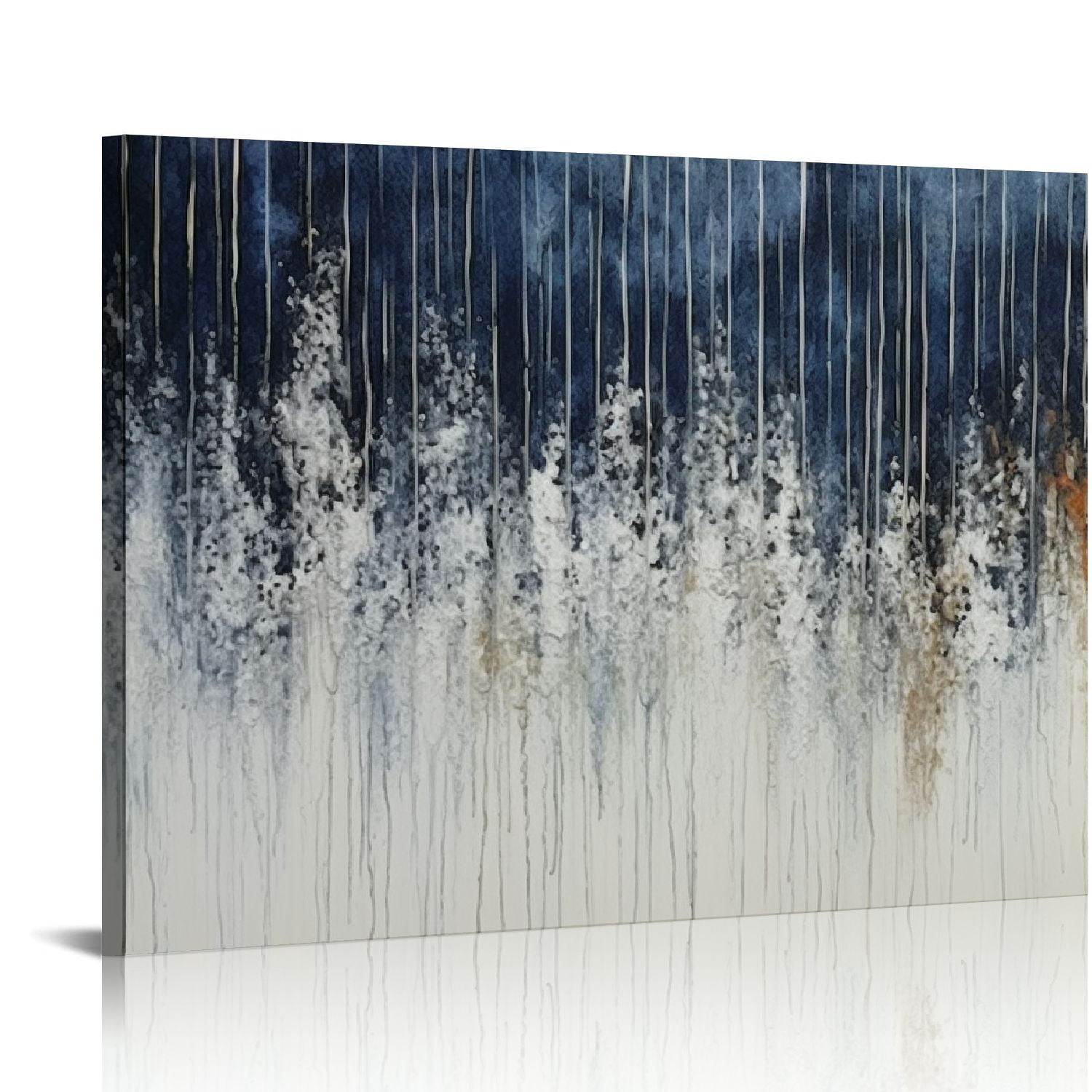 COMIO Blue & Silver Canvas Wall Art, Painted Abstract Painting Wall Art ...