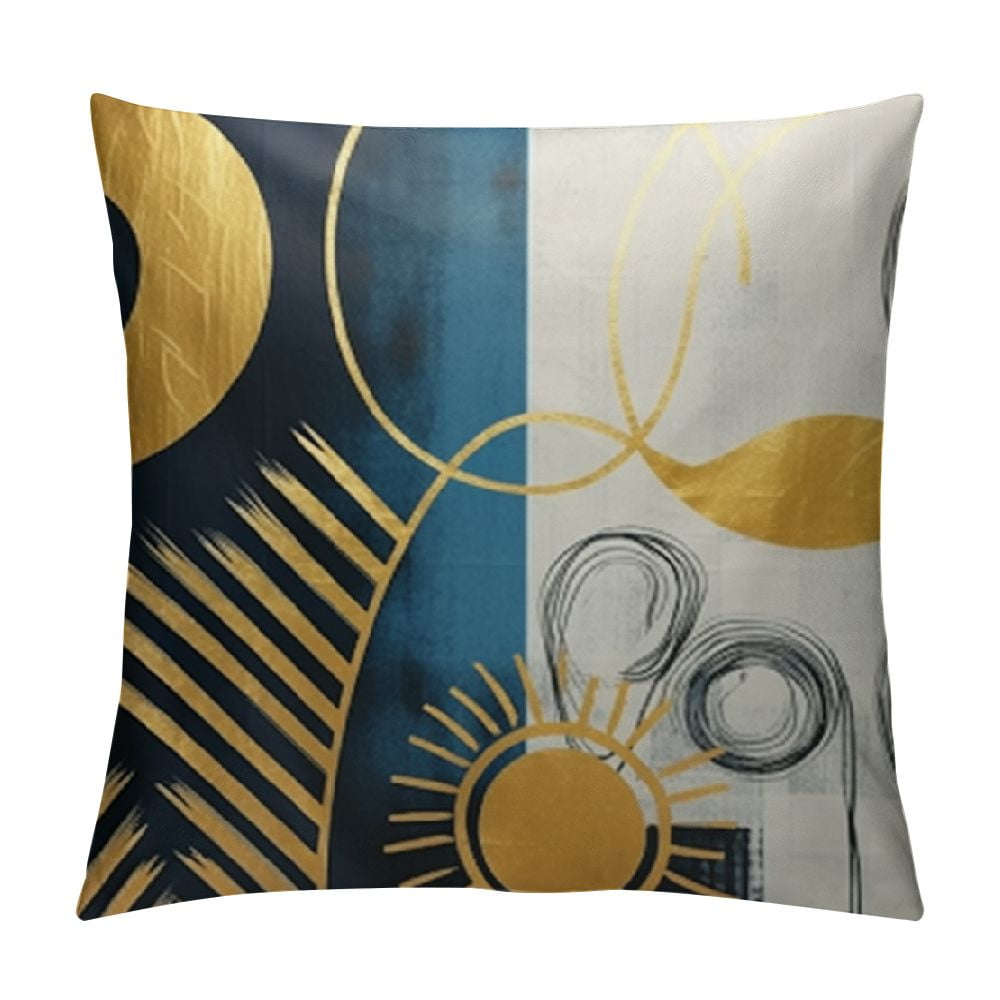 QZHH Blue and Grey Throw Pillows Boho Pillow Covers Abstract Geometric ...