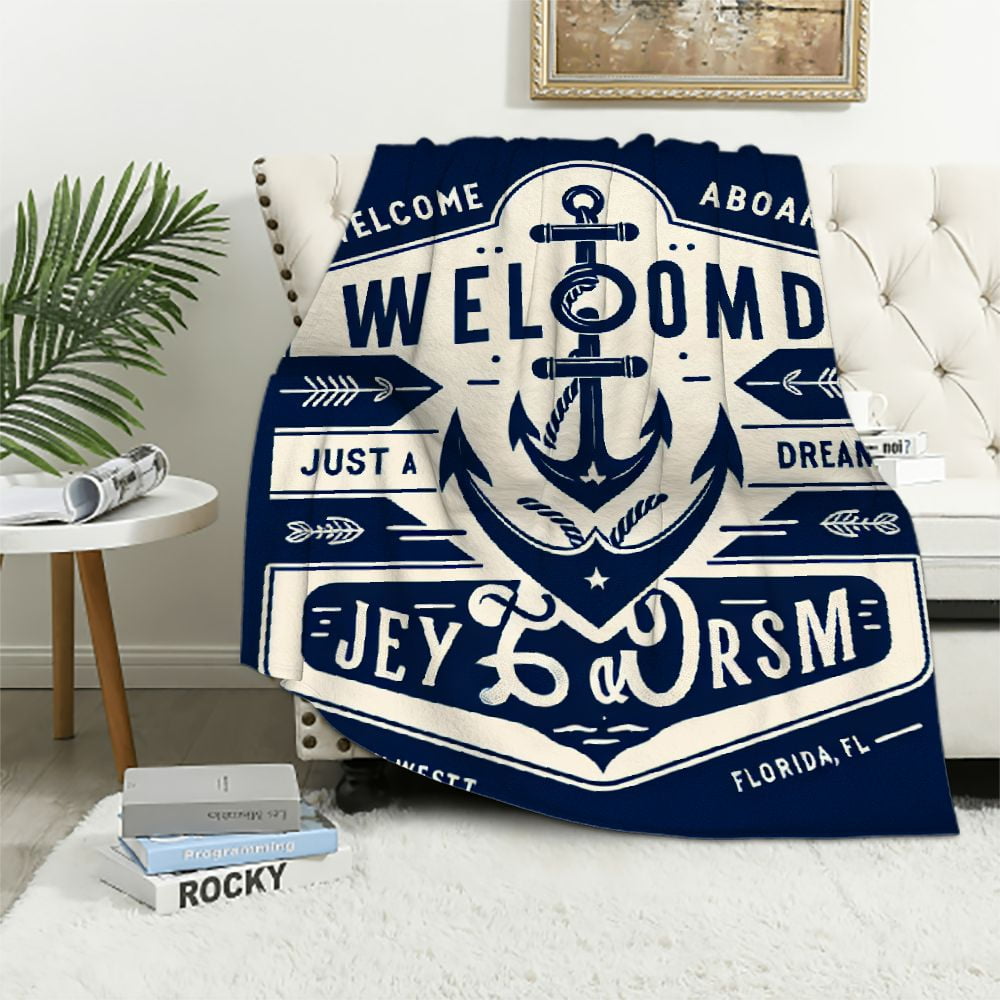 YANMS Boat Owner Gift Nautical Blanket Sherpa Boat Name Welcome for ...