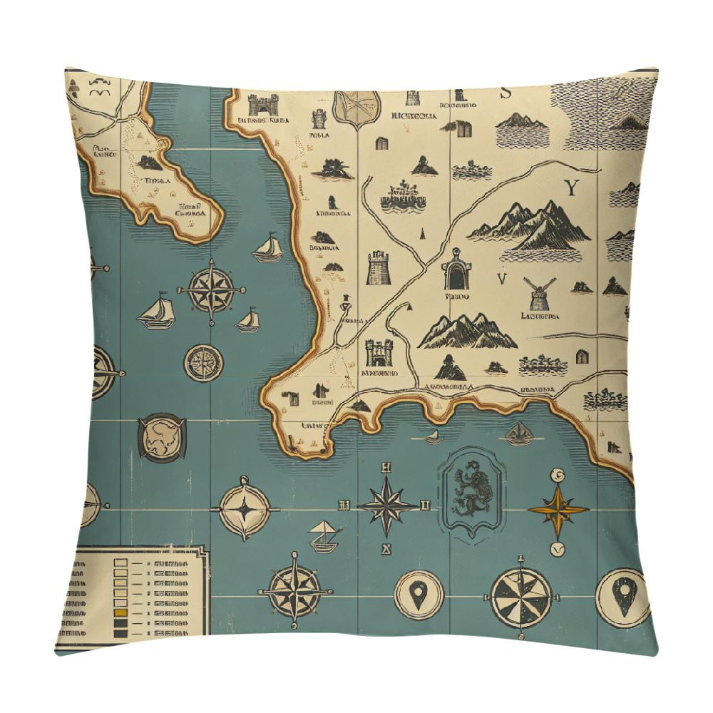 COMIO Body Pillow Case Retro World Map Full Body Pillow Cover World Map ...