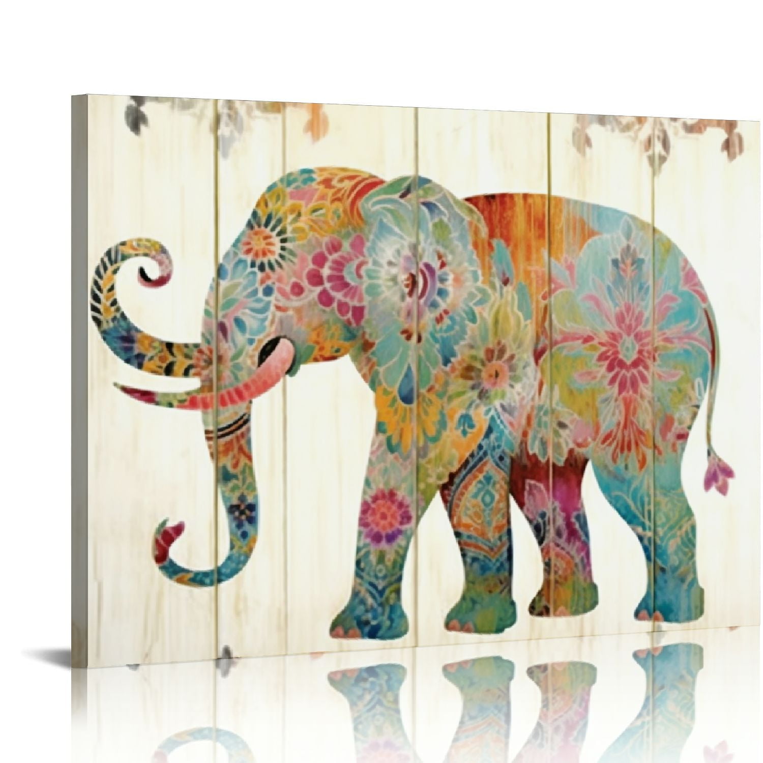 COMIO Bohemia Elephant Canvas Wall Art Paisley Elephant Prints Abstract ...