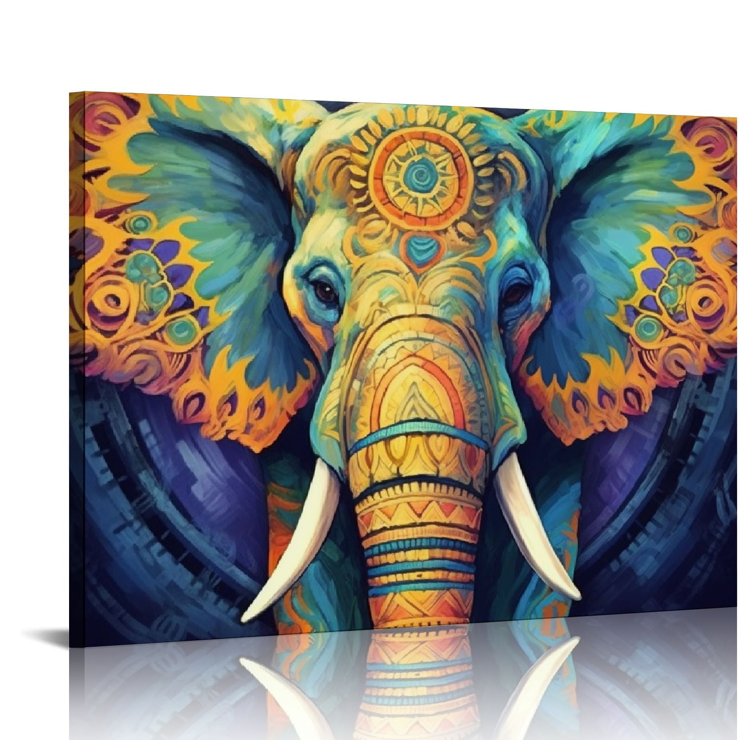COMIO Bohemian Elephant Picture Wall Art Colorful Animal Elephant ...