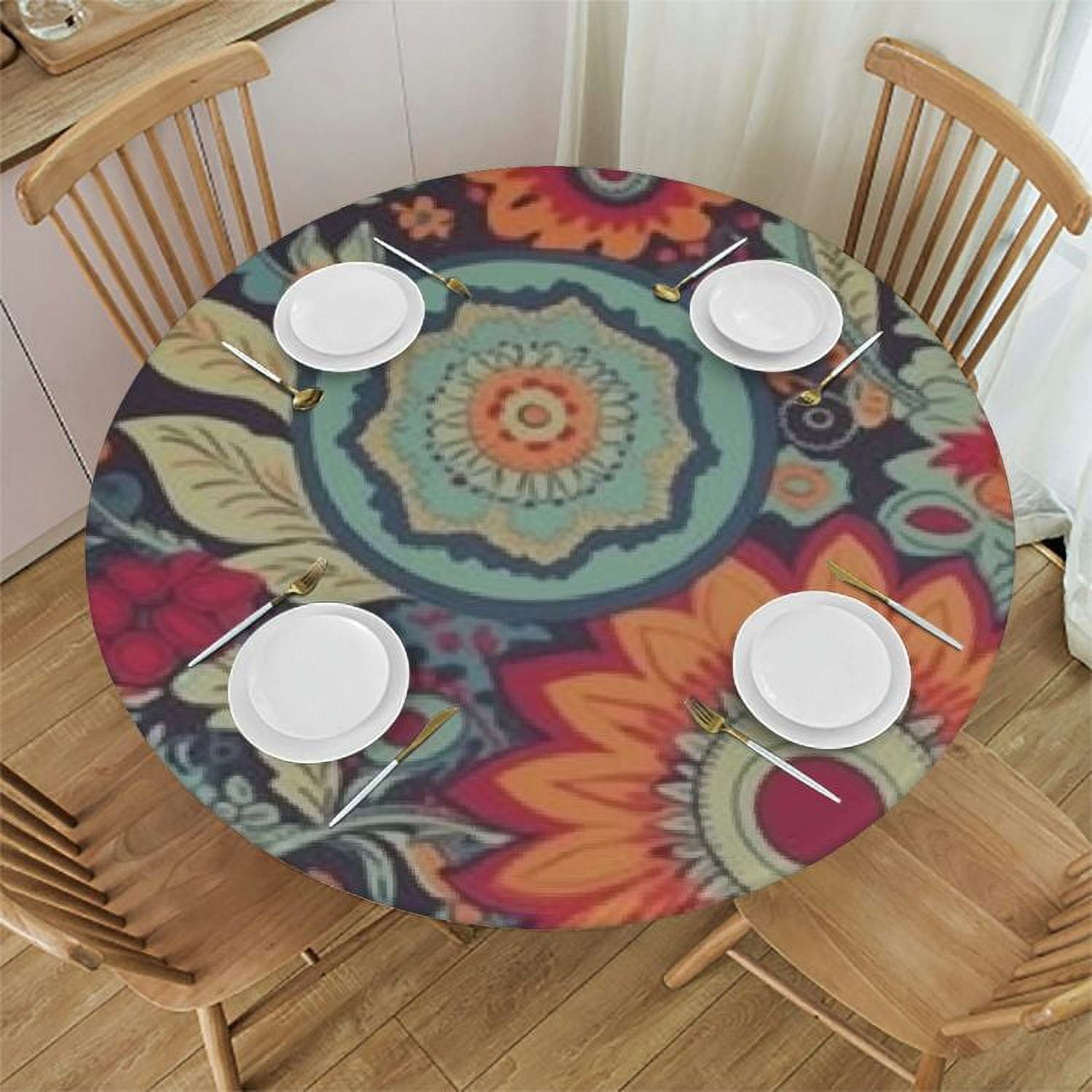 COMIO Bohemian Mandala Round Tablecloth Colorful Indian Boho Table ...
