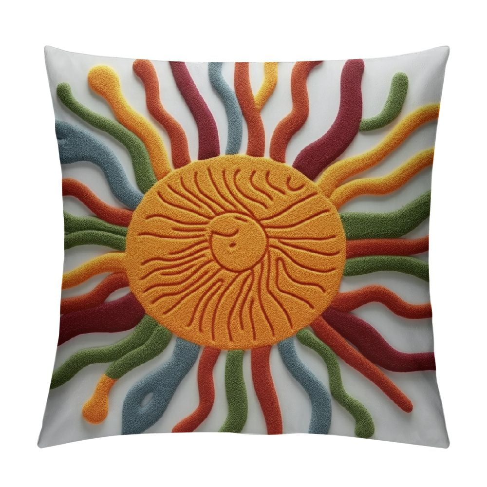 COMIO Bohemian Style Sun Decorative Throw Pillow Cover, Lumbar Boho Sun ...