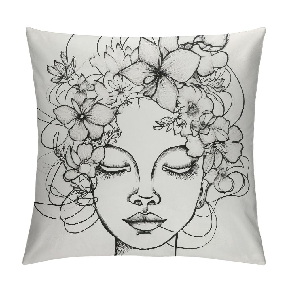 COMIO Boho Abstract Flower Minimalist Woman Face Line Botanical Art ...