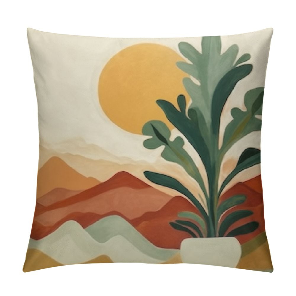 COMIO Boho Abstract Moon Sun Plant Mountain Throw Pillow Covers ...