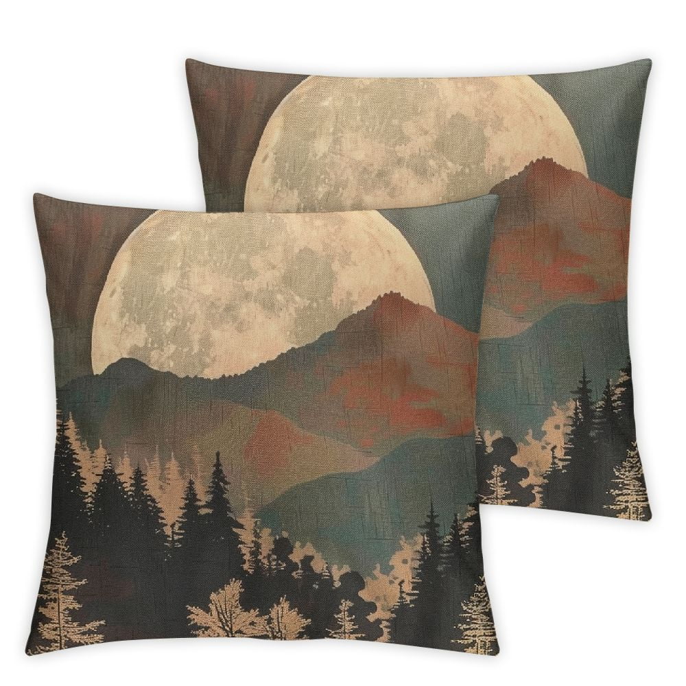 COMIO Boho Abstract Mountain Pillow Covers Nature Landscape Sunset ...