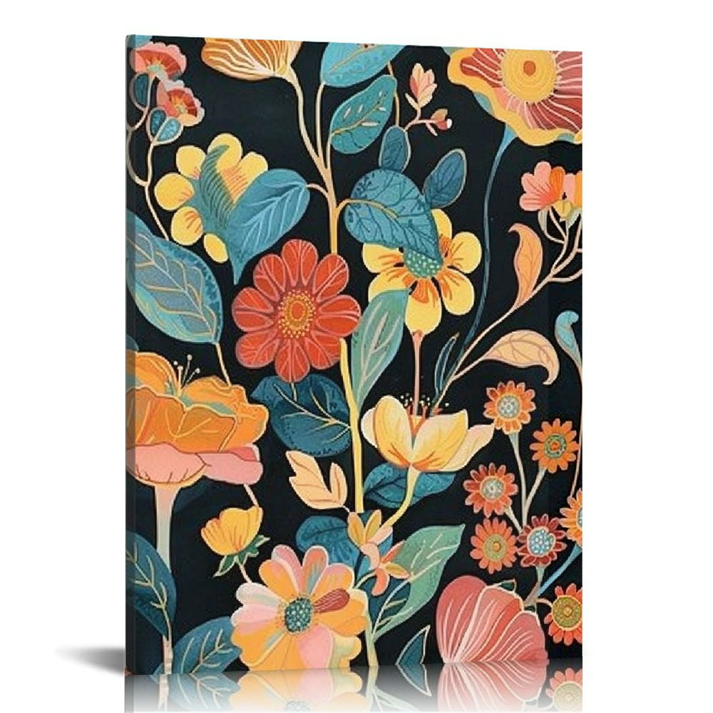COMIO Boho Floral Wall Art - Abstract Flower Poster for Room Aesthetic ...