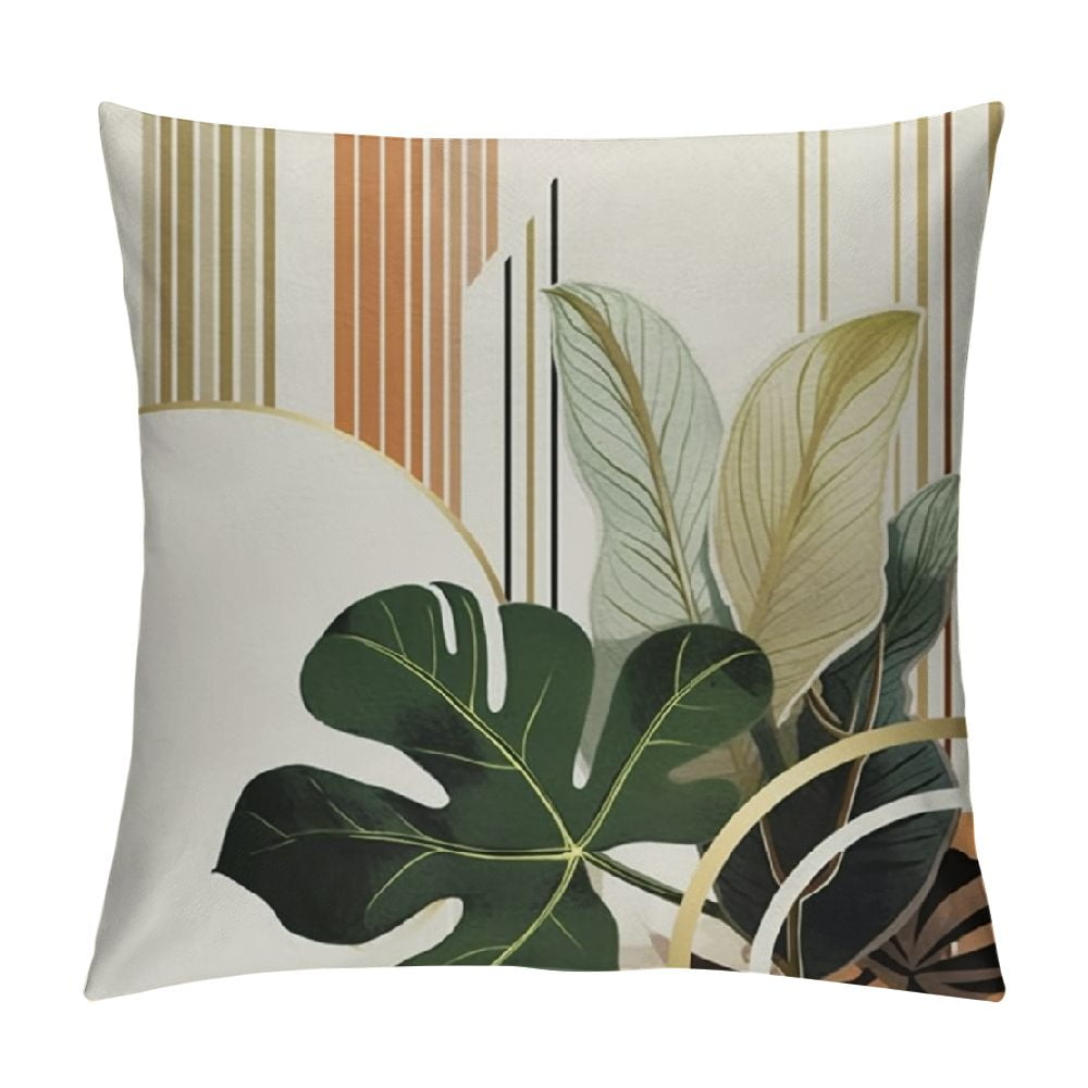 MLJA Boho Pillow Covers Green Leaf Mid Century Farmhouse Decorations ...