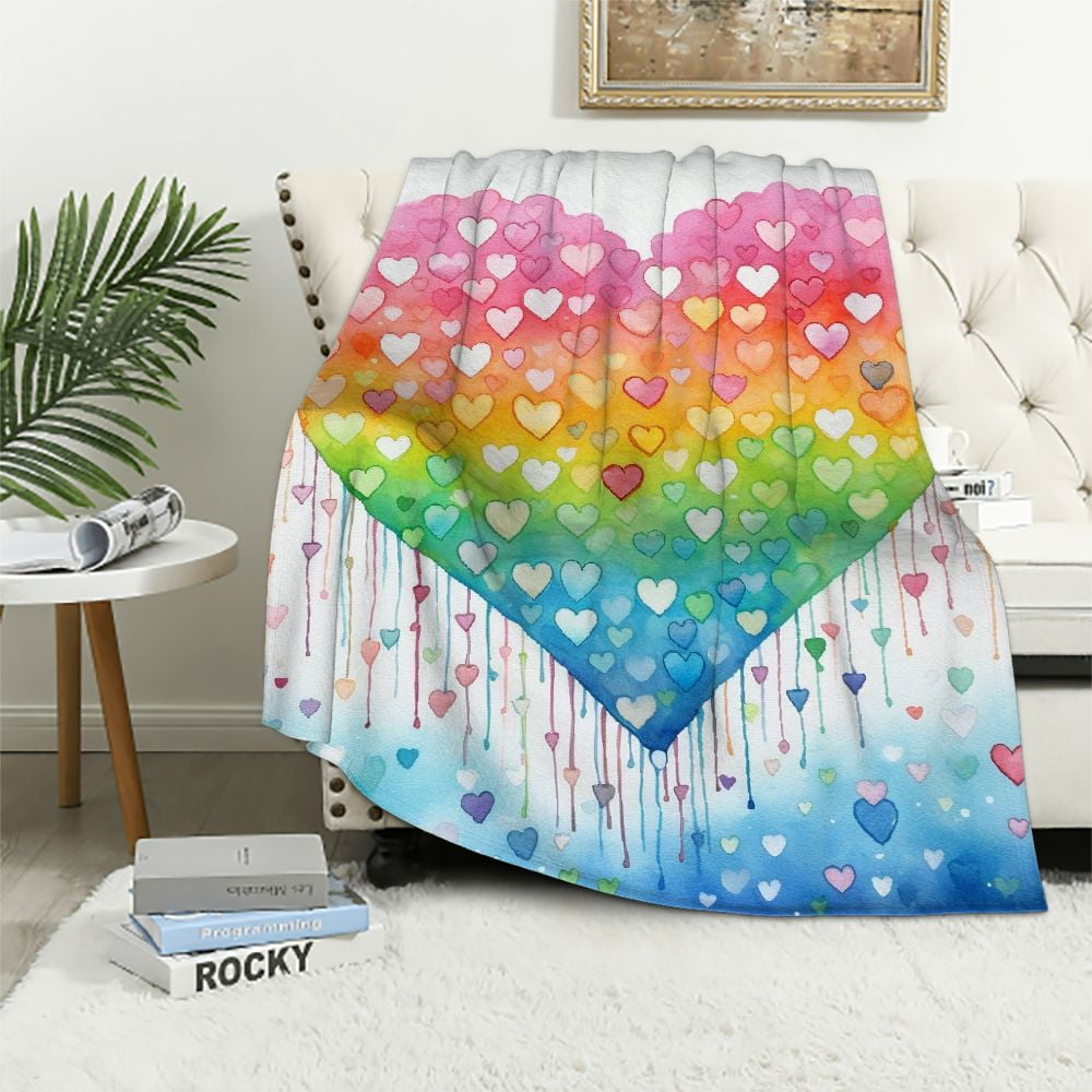 COMIO Boho Rainbow Throw Blanket for Girls, Cozy Bohemian Rainbow ...