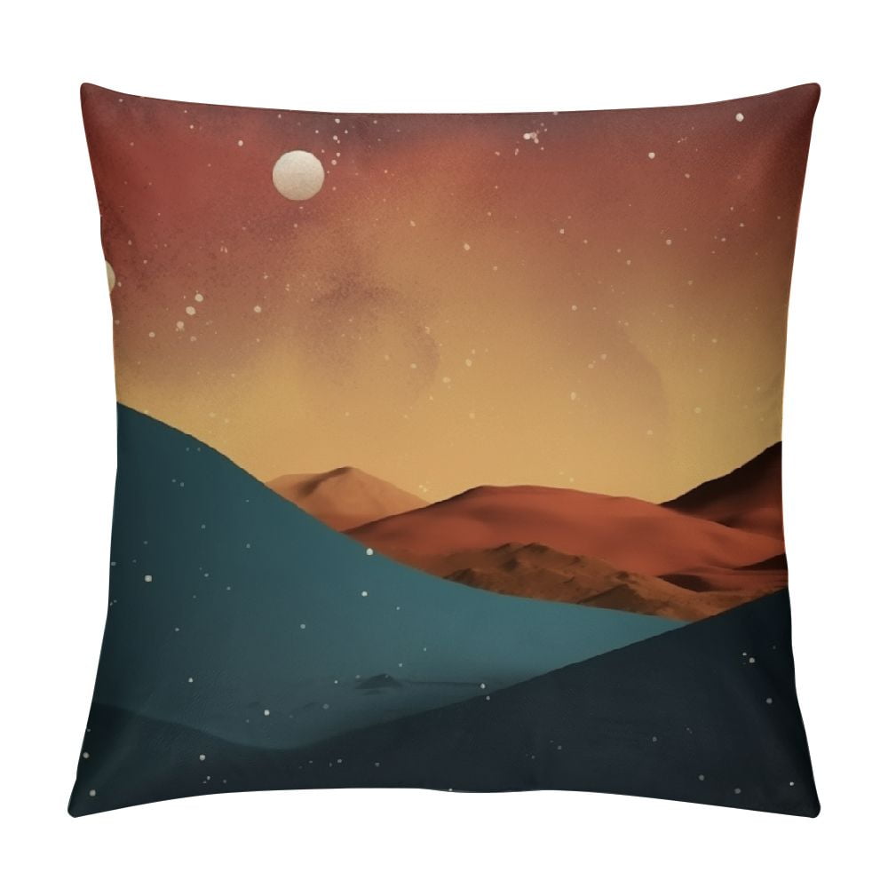 COMIO Boho Sun Moon Mountain Landscape Decorative Throw Pillow Covers, Modern Art Pillow Cases ...