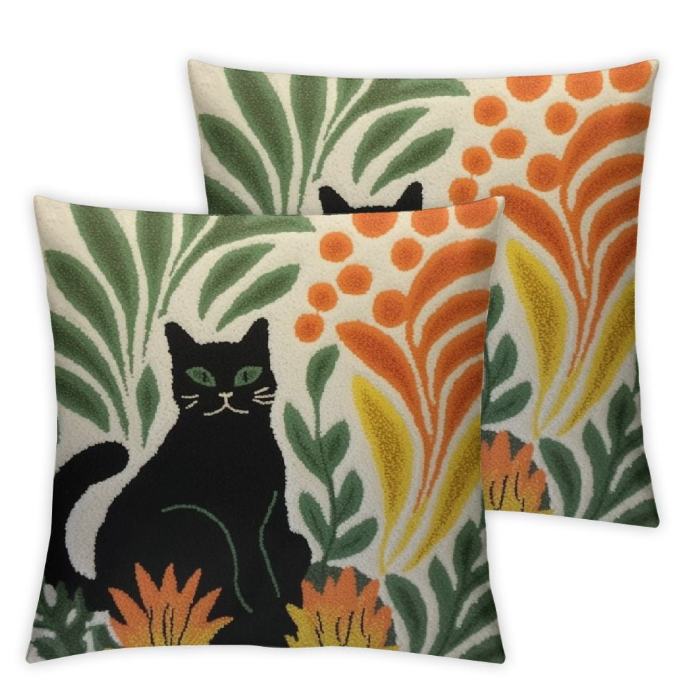 COMIO Boho Textured Throw Pillow Covers Cute Absract Cat Tufted Pillow ...
