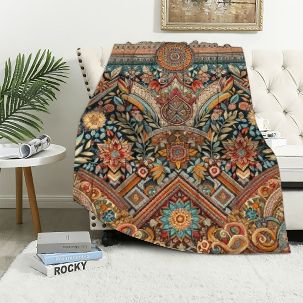 COMIO Boho Throw Blanket, Colorful Chenille Jacquard Bohemian Chair ...