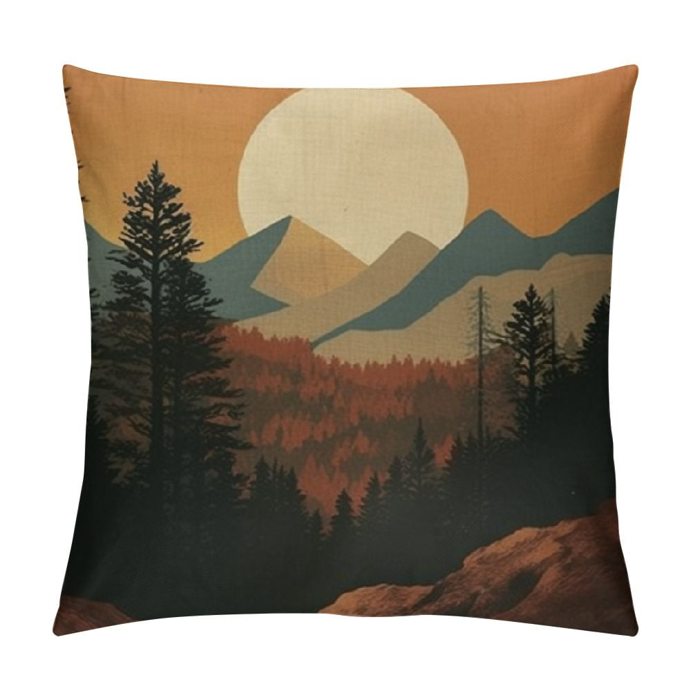 QZHH Boho Throw Pillow Covers,Boho Pillow Cover,Boho Mountain Nature ...