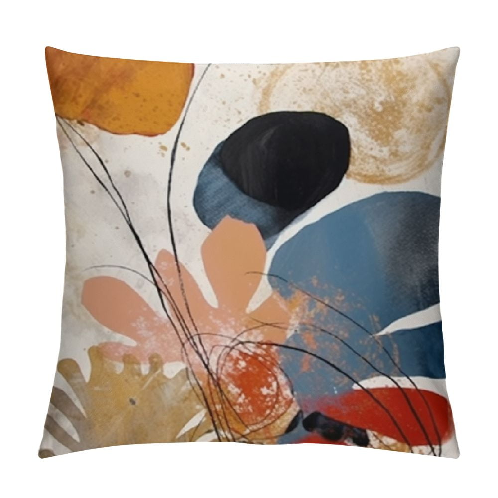 COMIO Boho Tropical Leaves Pillow Covers, Navy Blue Burnt Orange Throw ...