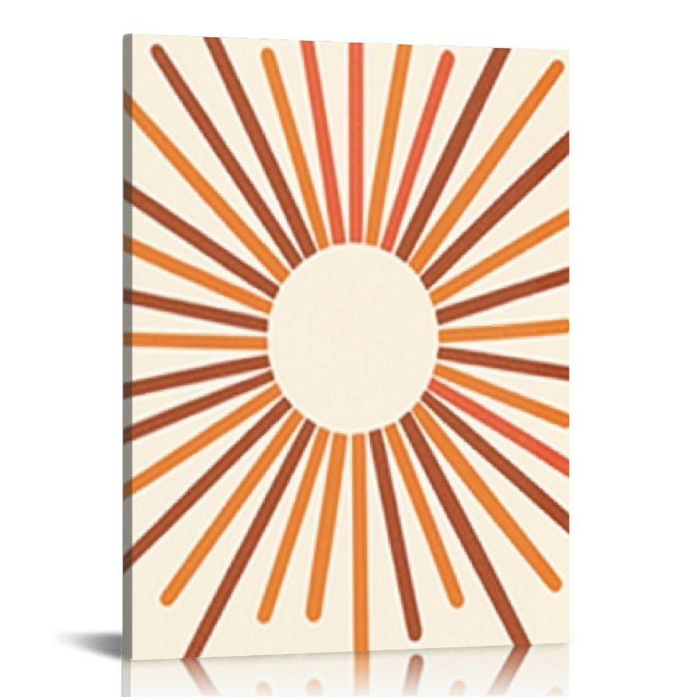 COMIO Boho Wall Art,Canvas Wood Framed Orange Sun Rising Prints ...