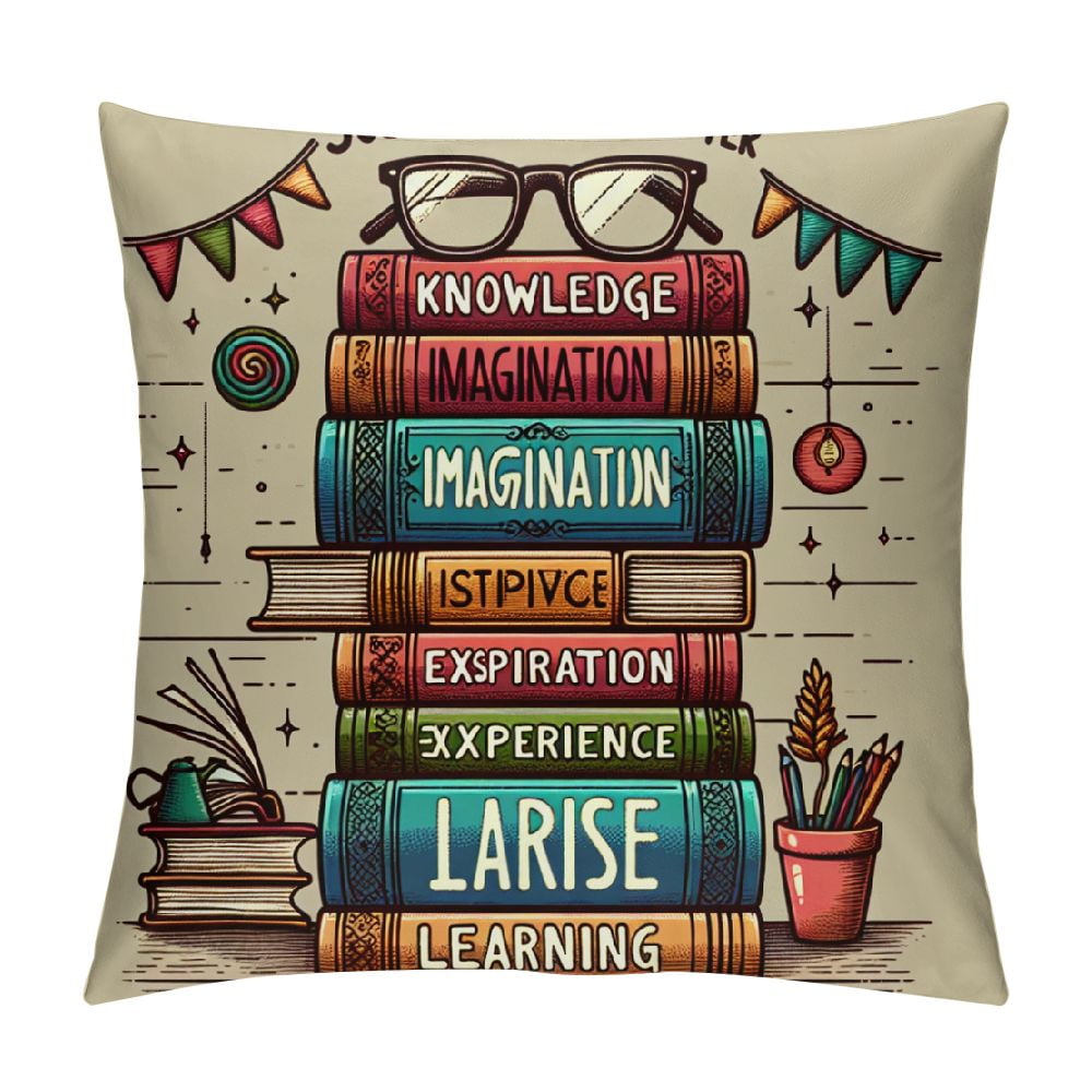 COMIO Book Pillow Cover Decorative Motivational Quotes Reading Couch ...