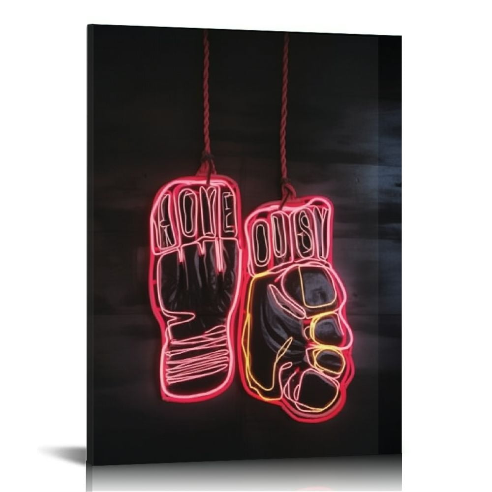 COMIO Boxing Gloves Neon Sign Inspirational Boxer Wall Art, Sports Gym ...