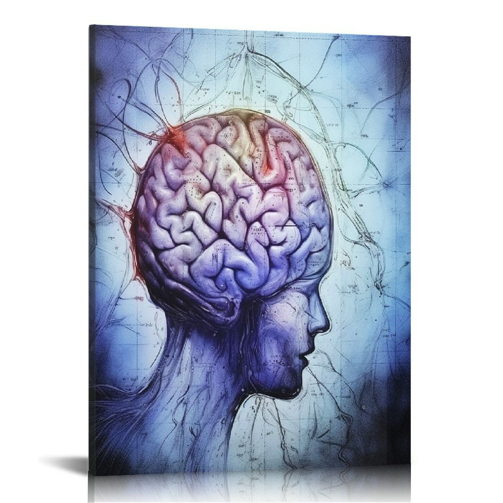 COMIO Brain Wall Art Canvas Abstract Science with Galaxy Universe ...