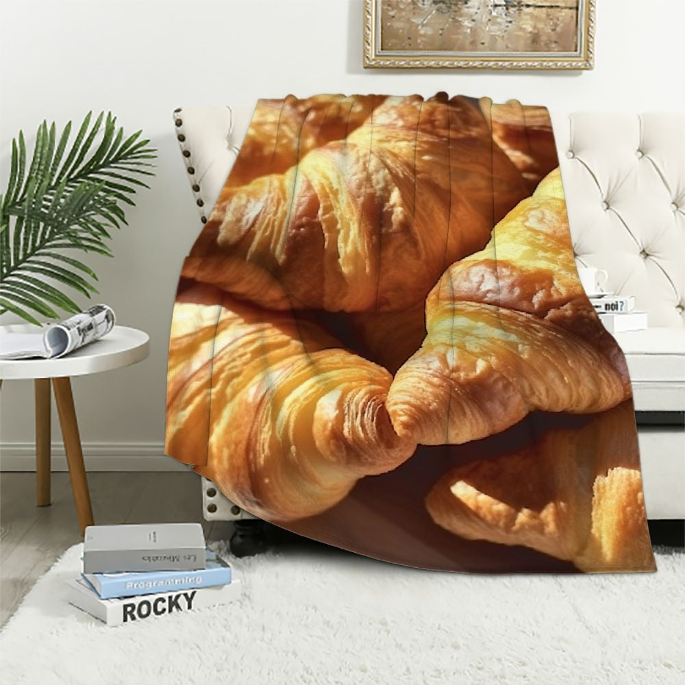 COMIO Bread Croissant Blanket, Food Print Throw Blanket for Couch Sofa ...