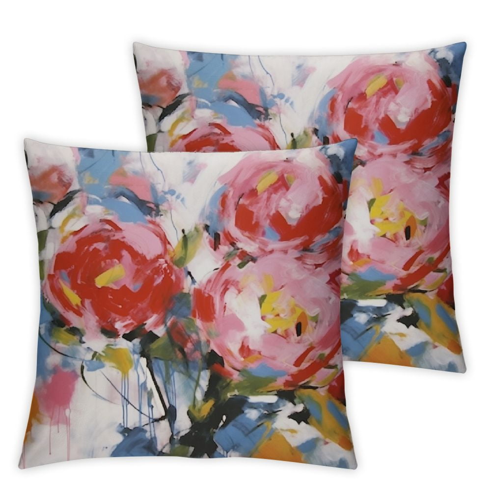 COMIO Bright Floral Pink Rose Colourful Watercolor Rose Peony Flower ...