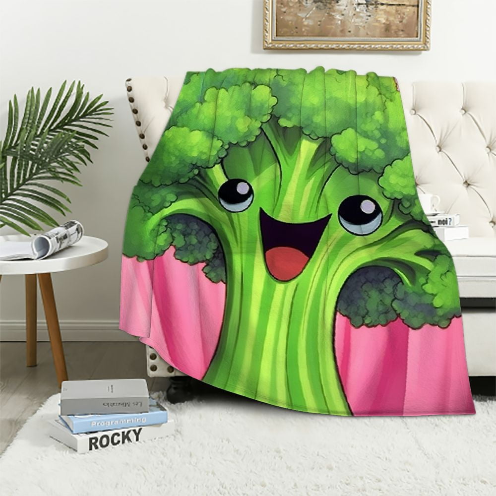 COMIO Broccoli Cartoon Flannel Blankets Soft Cozy Throw Blanket for ...