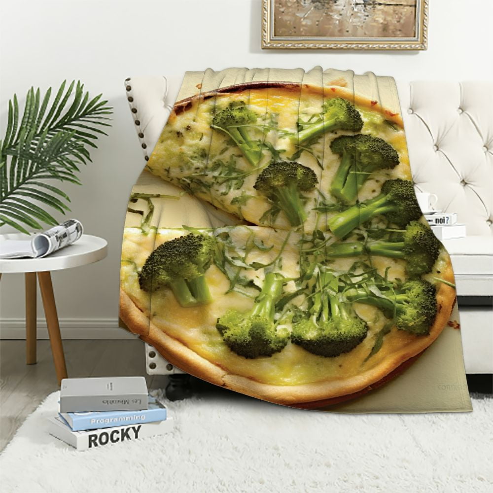 COMIO Broccoli Quiche Round Blanket, Tasty Vegetable Pie Healthy Eating ...