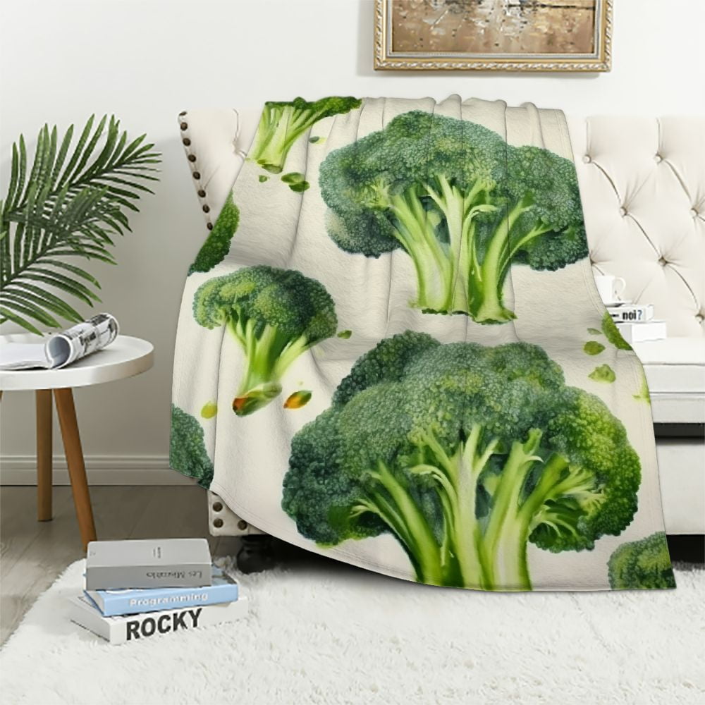 COMIO Broccoli Vegetable Flannel Throw Blanket Soft Comfortable Easy to ...
