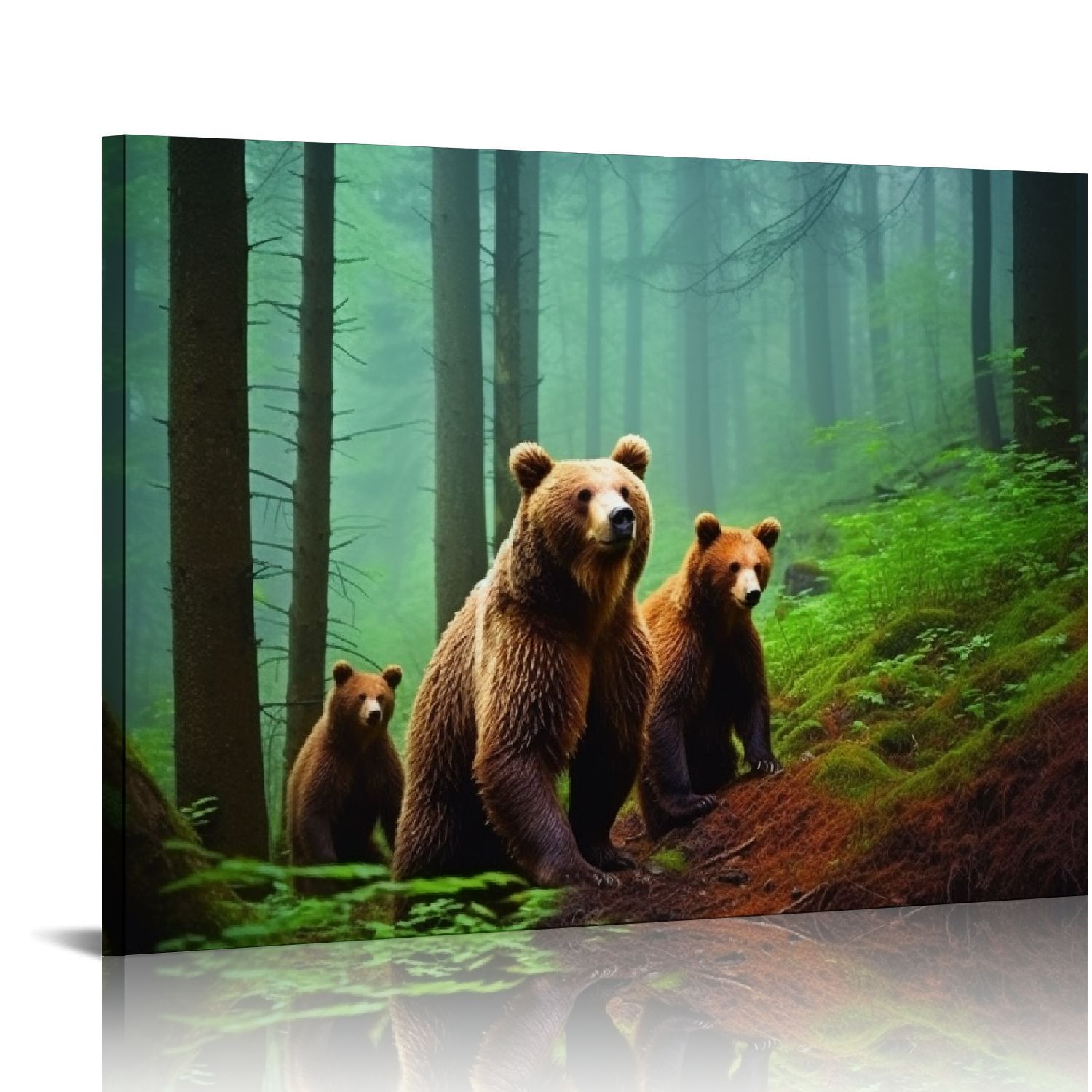 COMIO Brown Bear Wall Art for Room, PIY Cute Animal Canvas Painting of ...