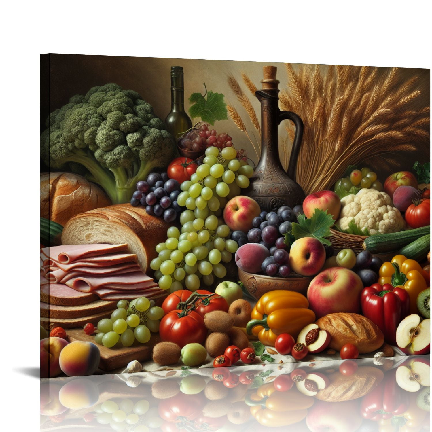 YANMS Brown Fresh Food Grape Apple Fruit in Basket Bread Onion Sweet ...