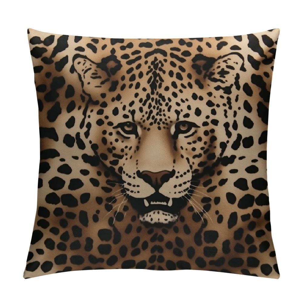 COMIO Brown Leopard Pillow Cover Cheetah Throw Pillows Soft Leopard ...