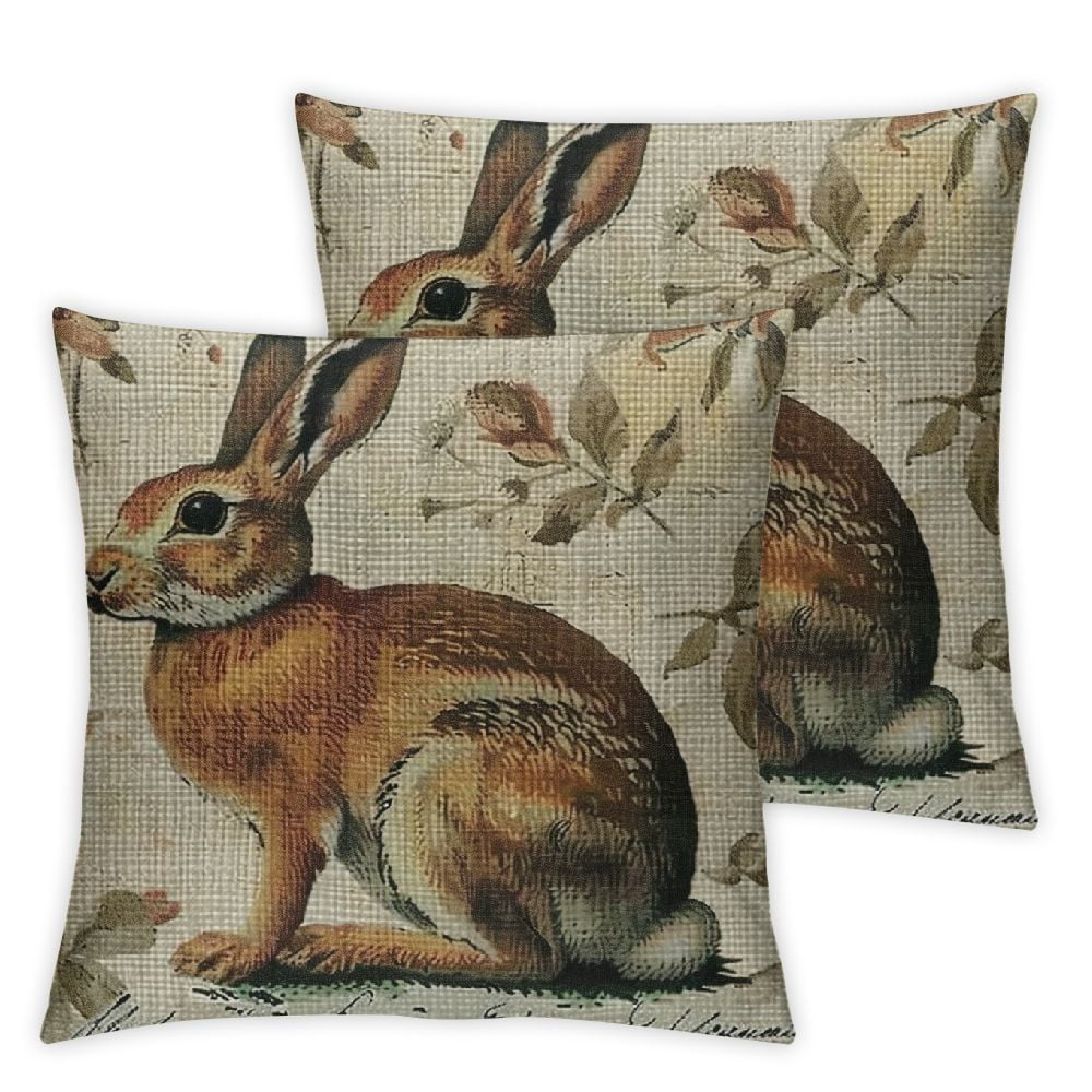 COMIO Bunny Pillow Covers Farmhouse Easter Decoration for Home Retro ...