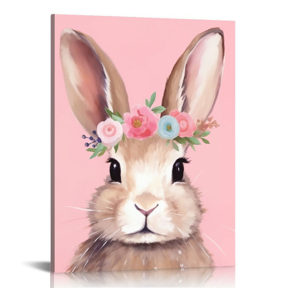 COMIO Bunny Rabbit Wall Art Print,Pink Bunny Nursery Prints Girl Room ...