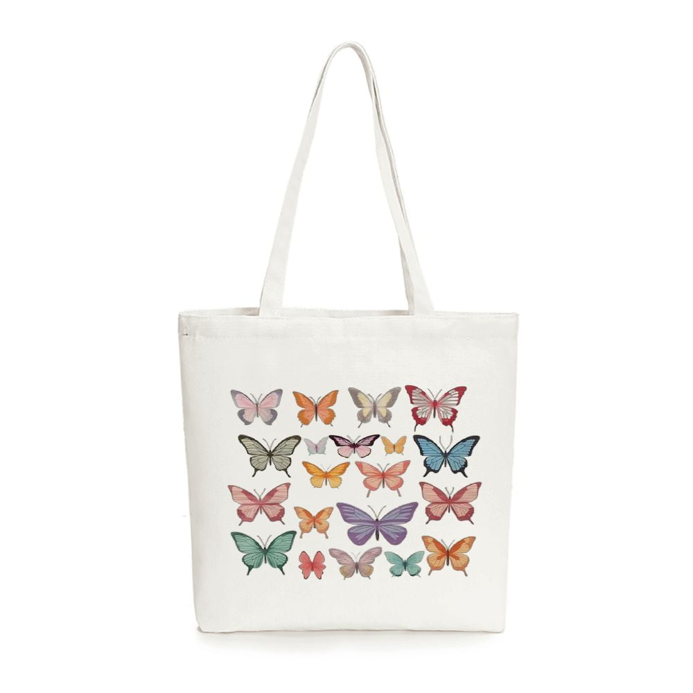COMIO Butterfly Canvas Bag Aesthetic Butterflies Tote Bag for Women ...