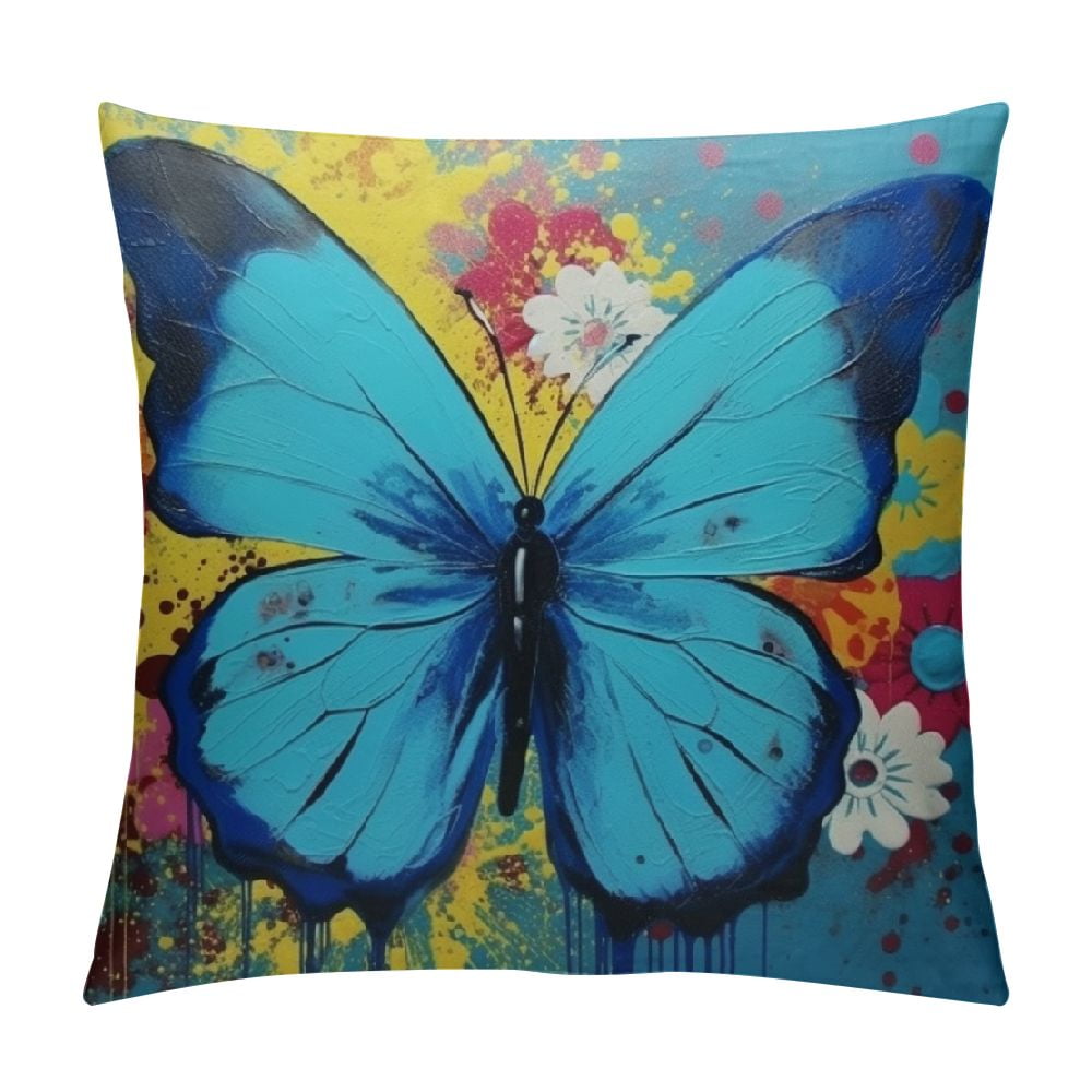 Comio Butterfly Decorative Throw Pillow Cover Case Watercolor