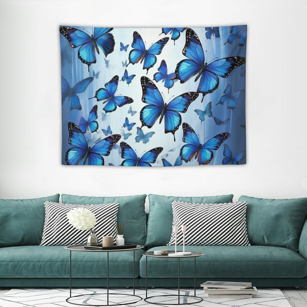 COMIO Butterfly Tapestry Wall Hanging Watercolor Blue Butterfly ...
